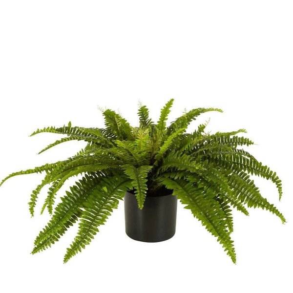 Boston Fern in Blk Pot- Artificial Plant - OFO Outdoor Furniture